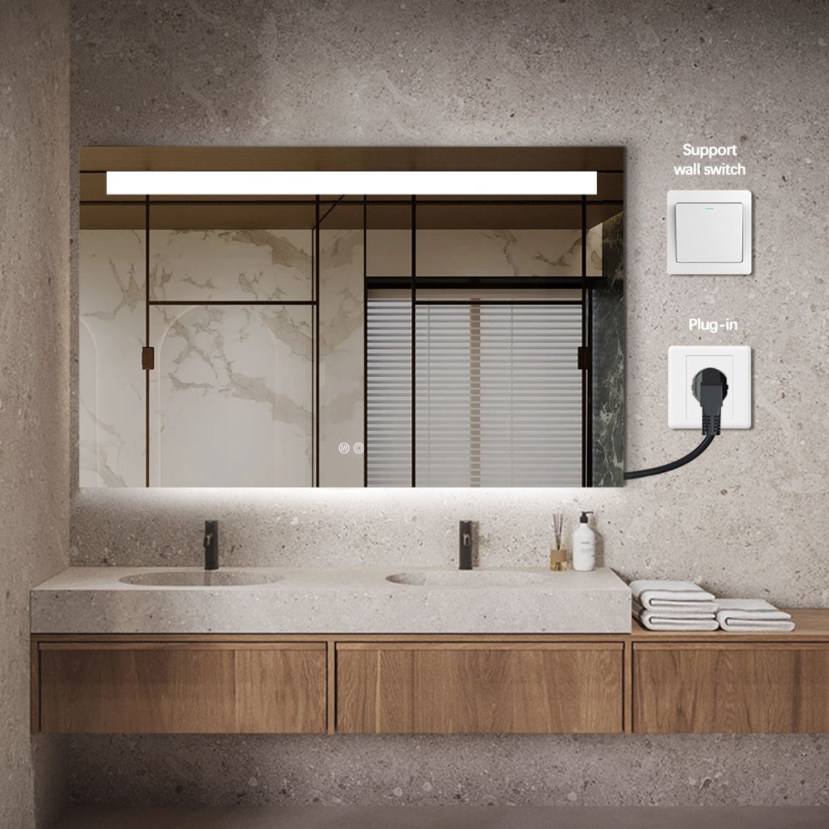 Miller Frameless Frosted Top Strip Frontlit LED Bathroom Mirror ...