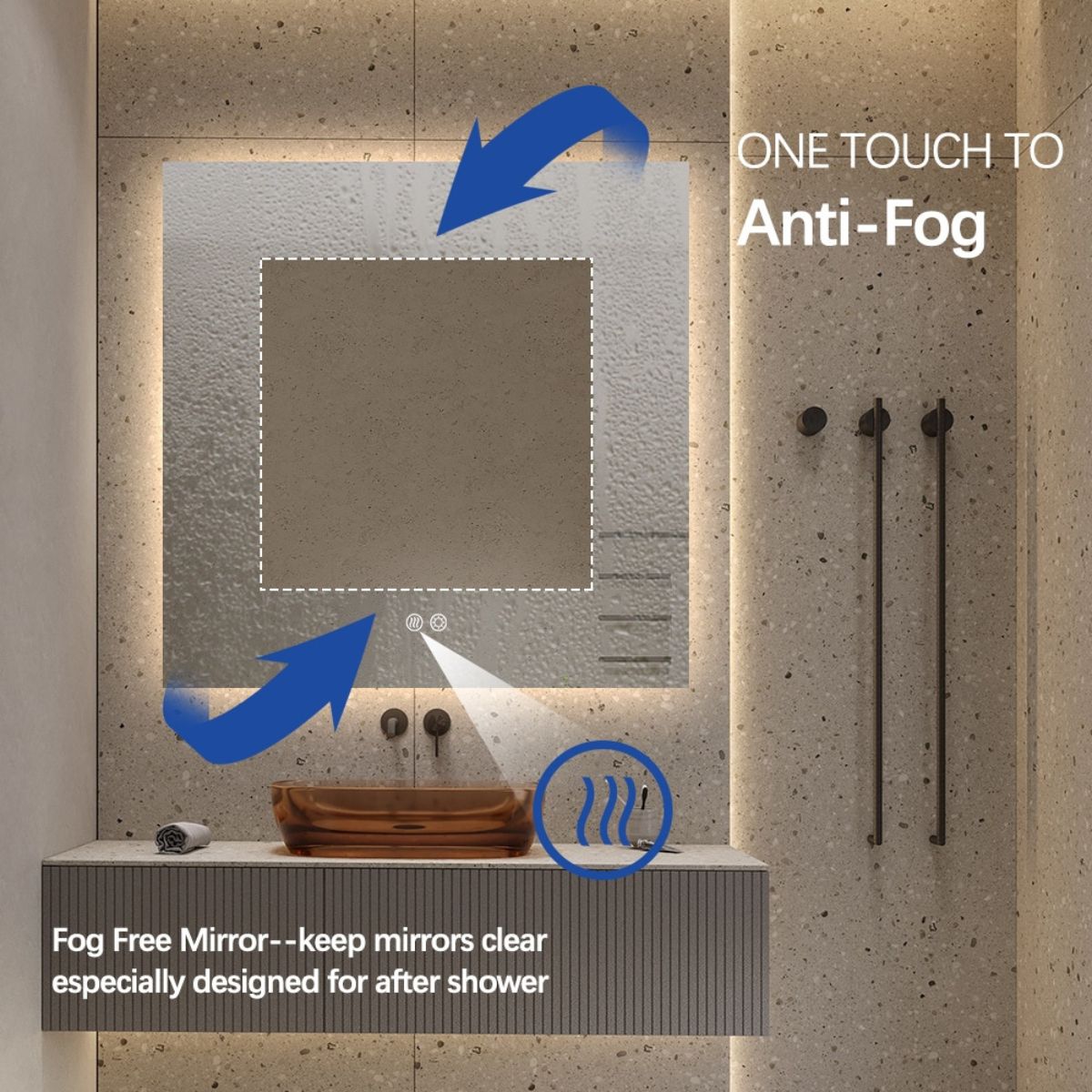 Lorne Frameless Backlit LED Square Bathroom Mirror – Mirror City