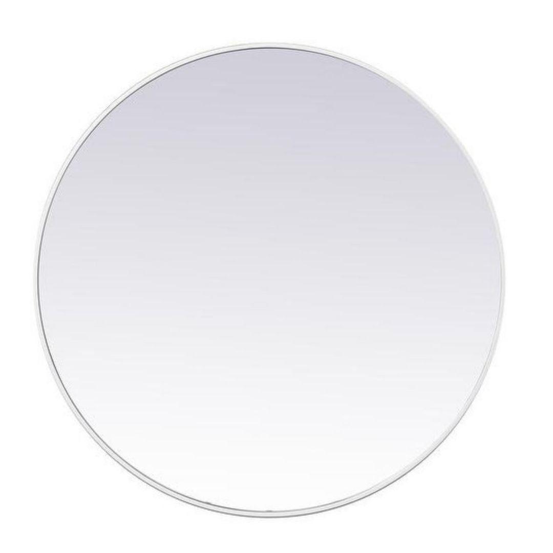 Asa Minimalistic Modern Matt White Metal Frame Round Mirror | Mirror City