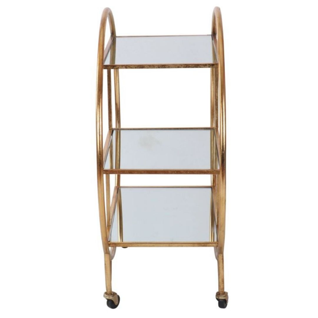 Calder Antique Gold Mirrored Bar Trolley | Mirror City